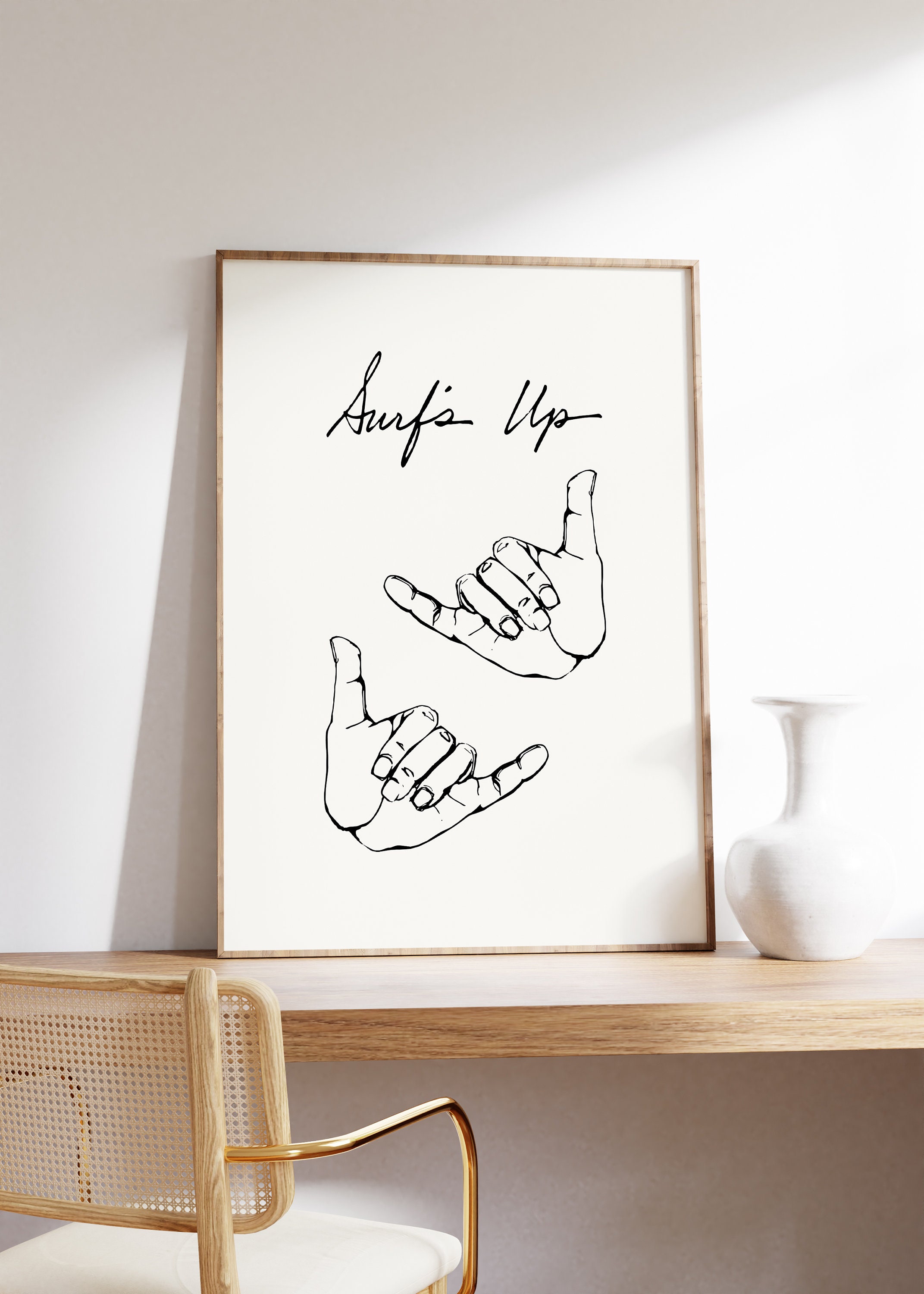 Surf's up Print, Surfing Quote Poster, Minimalist Coastal Wall Art ...