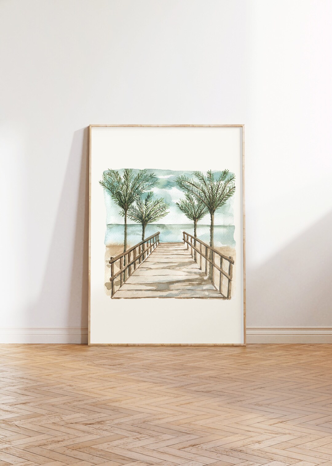 Neutral Palm Tree Print, Watercolor Summer Printable Wall Art, Beach ...