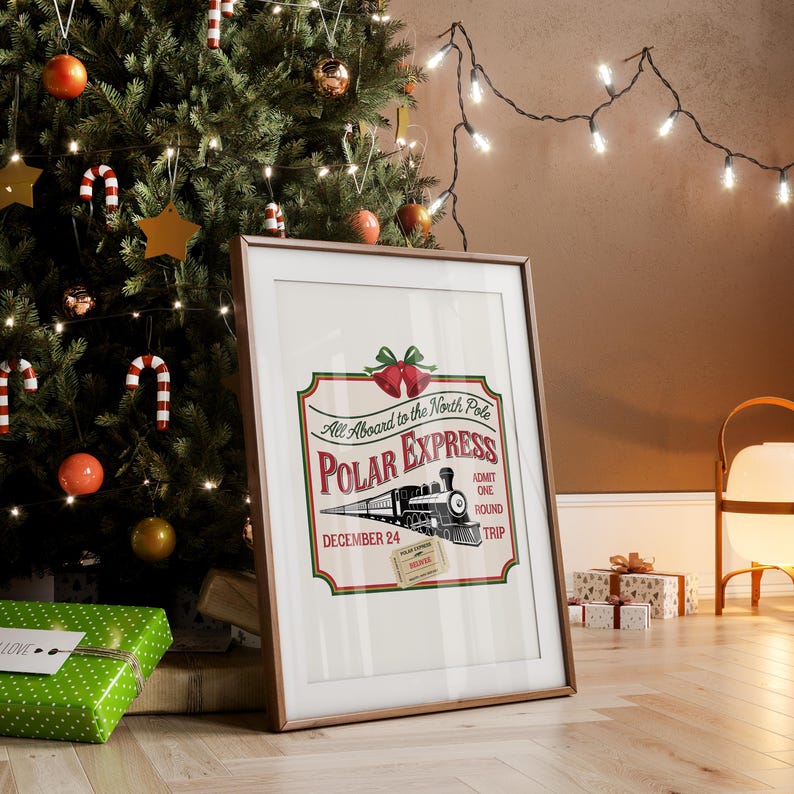 North Pole Sign, Polar Express Ticket Print, Trendy Christmas ...