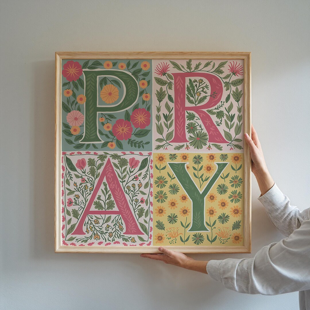 Pray Wall Art, Boho Christian Wall Art Decor, Pray Corner Decor, Modern ...