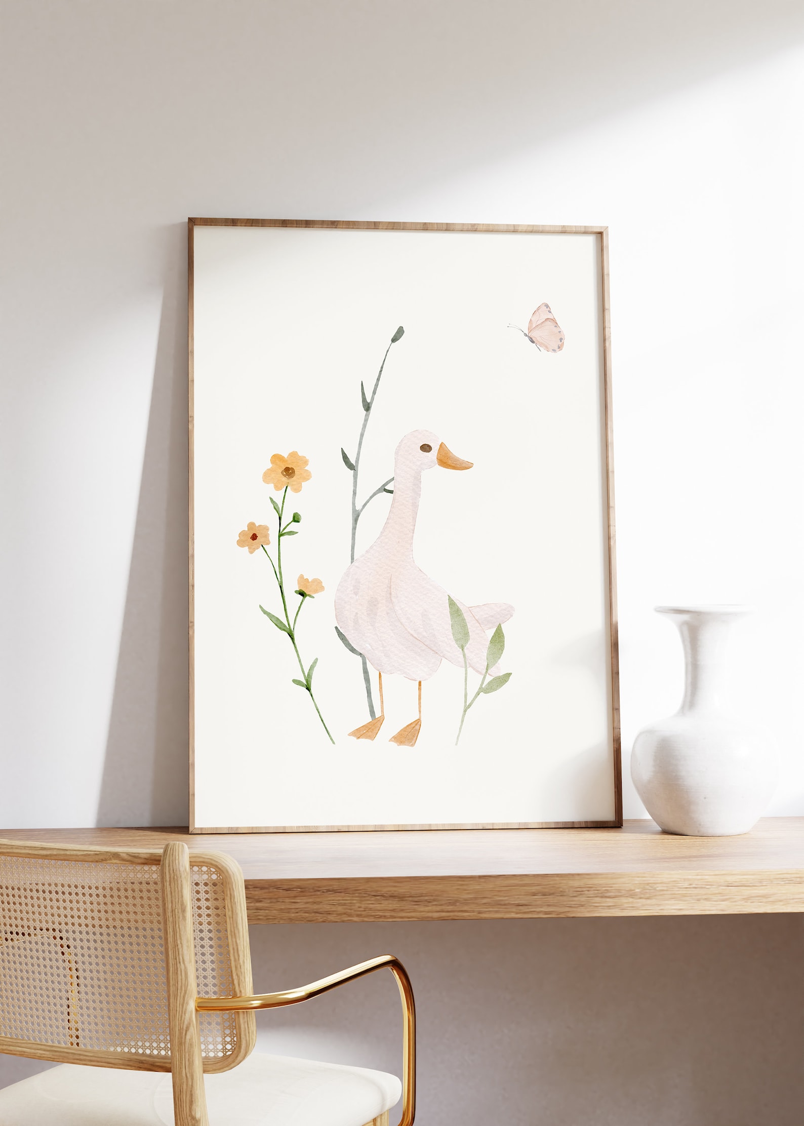 Easter Duck Print, Easter Printable Wall Art, Watercolor Easter Nursery ...