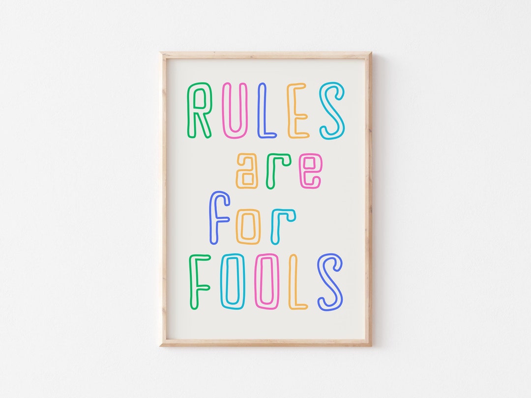 Rules Are for Fools, Retro Funky Posters, Trendy Wall Art Prints, Funny ...