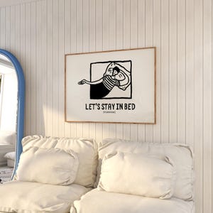 Let's Stay in Bed Print, Retro Bedroom Prints, Trendy Above Bed Wall ...