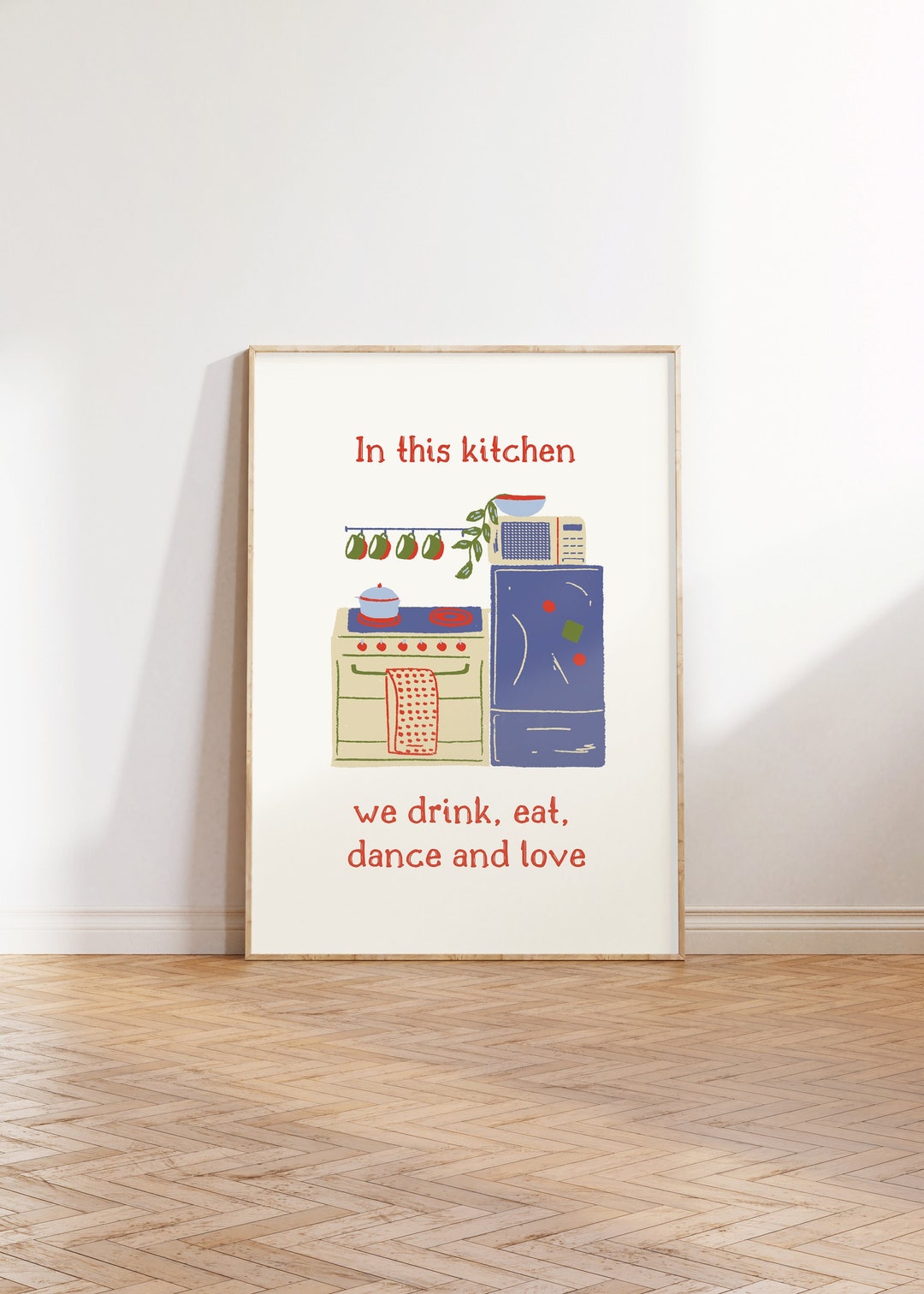 Colorful Kitchen Print, Kitchen Quote Poster, Dining Room Decor, Retro ...