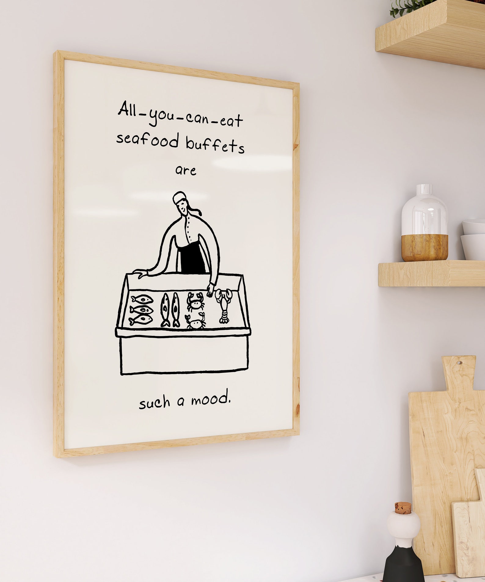 Fish Market Poster, Oysters Fish Crab Lobster Poster, Aesthetic Dining ...