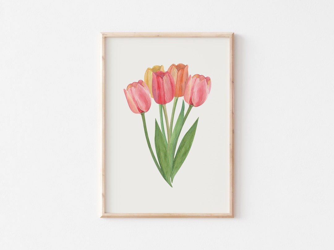 Watercolor Tulip Print, Spring Flowers Print, Spring Printable Wall Art ...