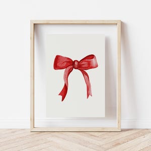 Vintage Red Christmas Bow Print, Christmas Prints, Trendy Christmas ...