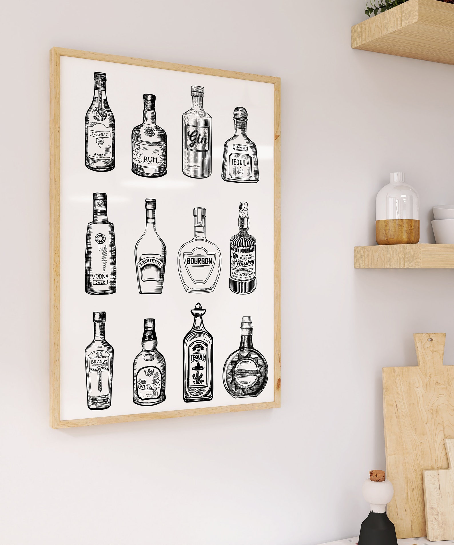 Retro Bar Cart Wall Art, Bar Cart Accessories, Bar Cart Print, Bar Sign ...