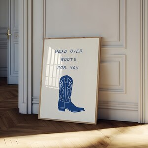 Head Over Boots for You, Cowboy Boot Art Print, Minimalist Western Wall ...