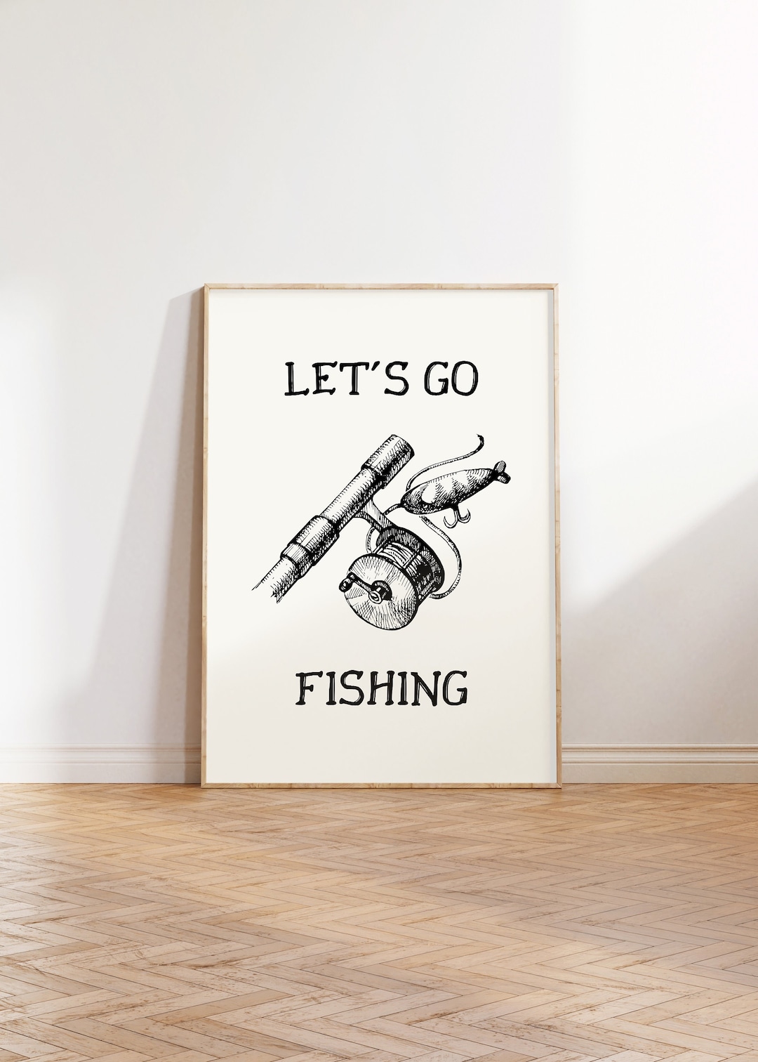 Fishing Print, Vintage Fishing Poster, Retro Fishing Wall Decor, Let's ...