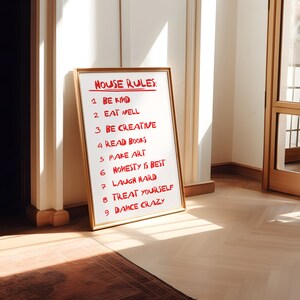 Retro Wall Art | House Rules Art Print | Trendy PRINTABLE Wall Art ...