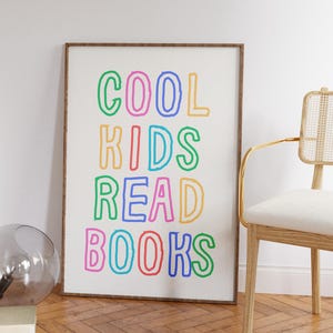 Cool Kids Read Books Print, Kids Reading Book, Playroom Wall Decor ...