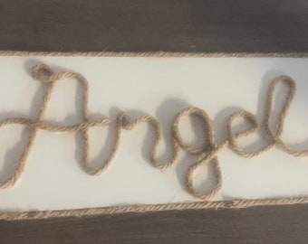 9 LETTER Rope Name Sign, Western/nautical Rope Name Art, Cowboy Themed ...