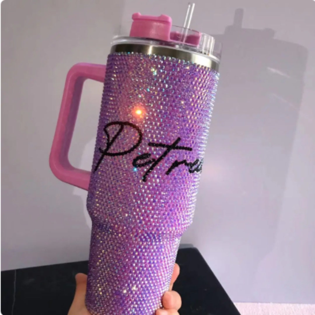 Stanley Inspired Custom Sparkle 40oz Embellished Personalized ...