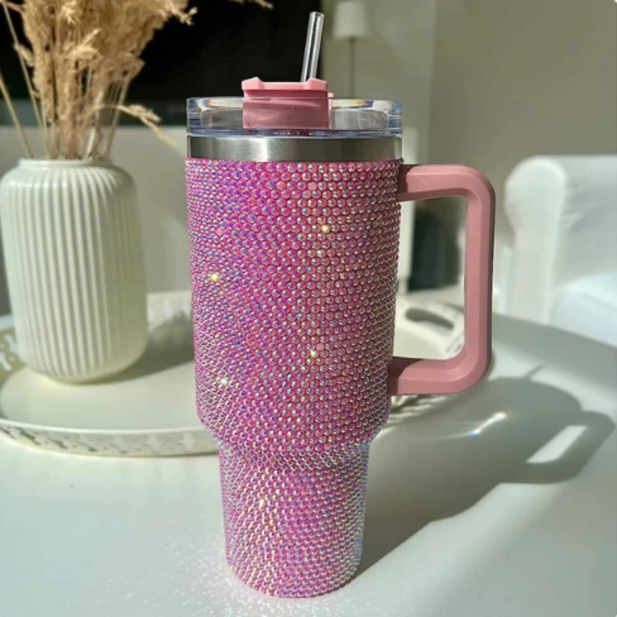 Stanley Inspired Custom Sparkle 40oz Embellished Personalized ...