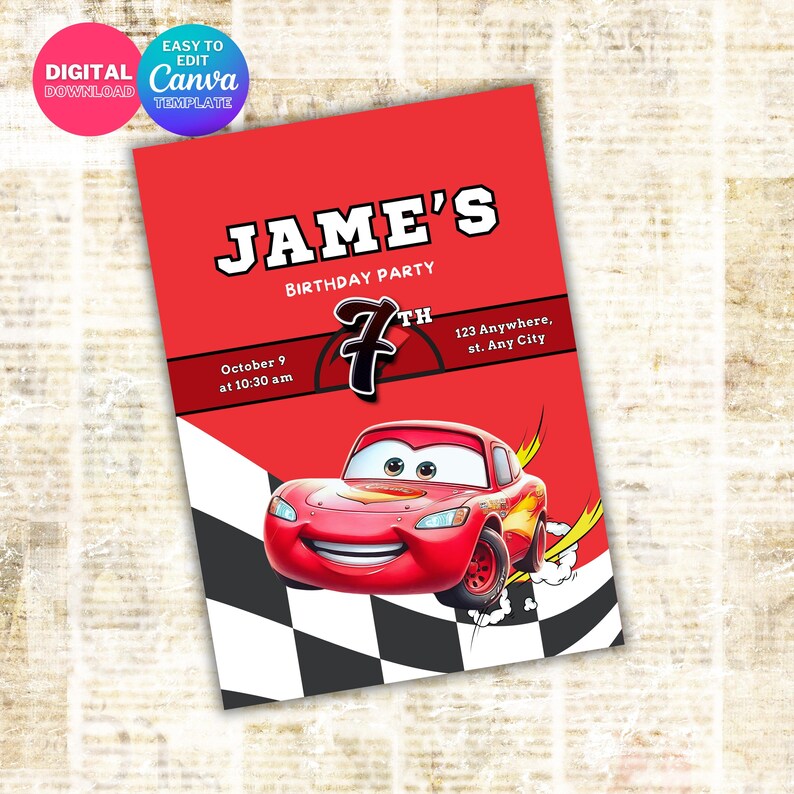 Race Car Birthday Invitation, Fast One Party (digital Download) - Etsy