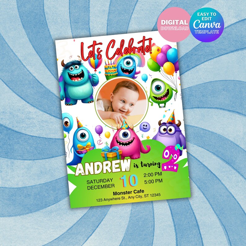 Monster Birthday Invitation, Monster Theme, Monster Party, 1st Birthday ...