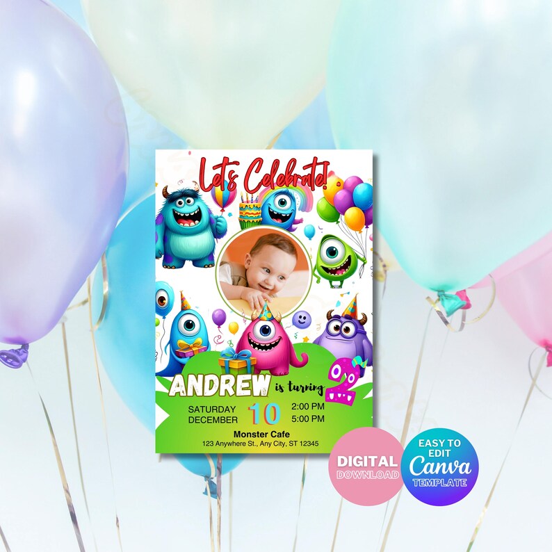 Monster Birthday Invitation, Monster Theme, Monster Party, 1st Birthday ...