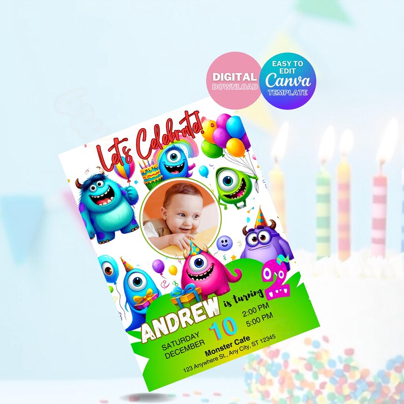 Monster Birthday Invitation, Monster Theme, Monster Party, 1st Birthday ...