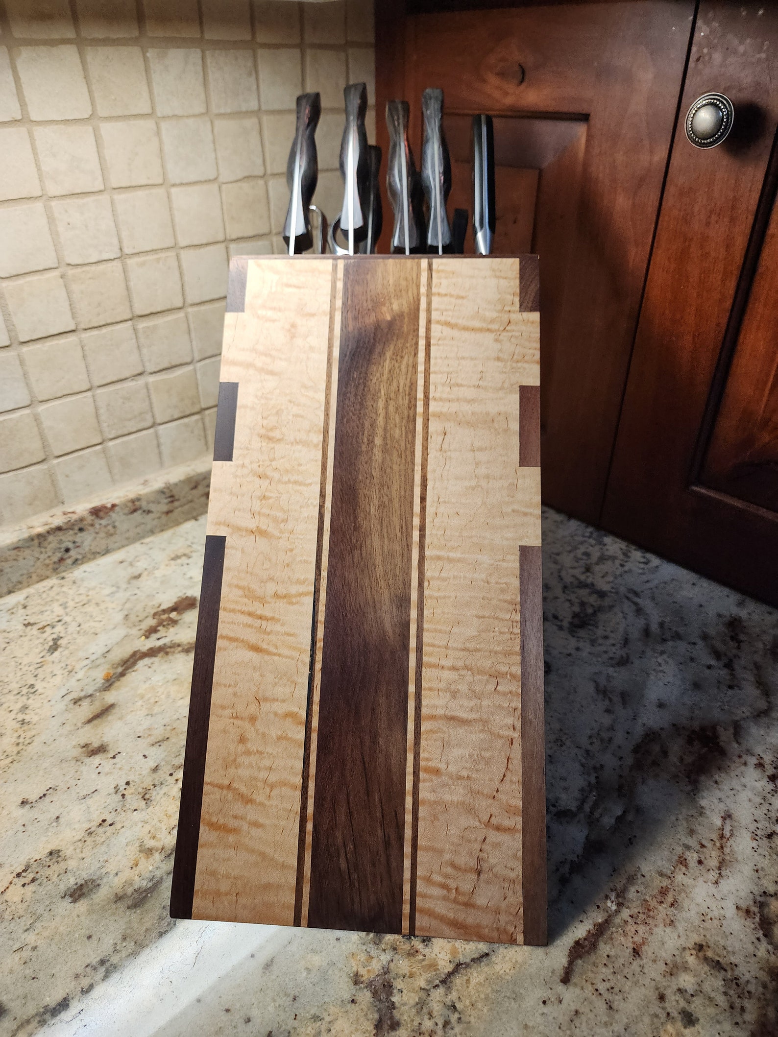 Handmade Maple/walnut Knife Block / Cutlery Block / Bamboo Skewers - Etsy