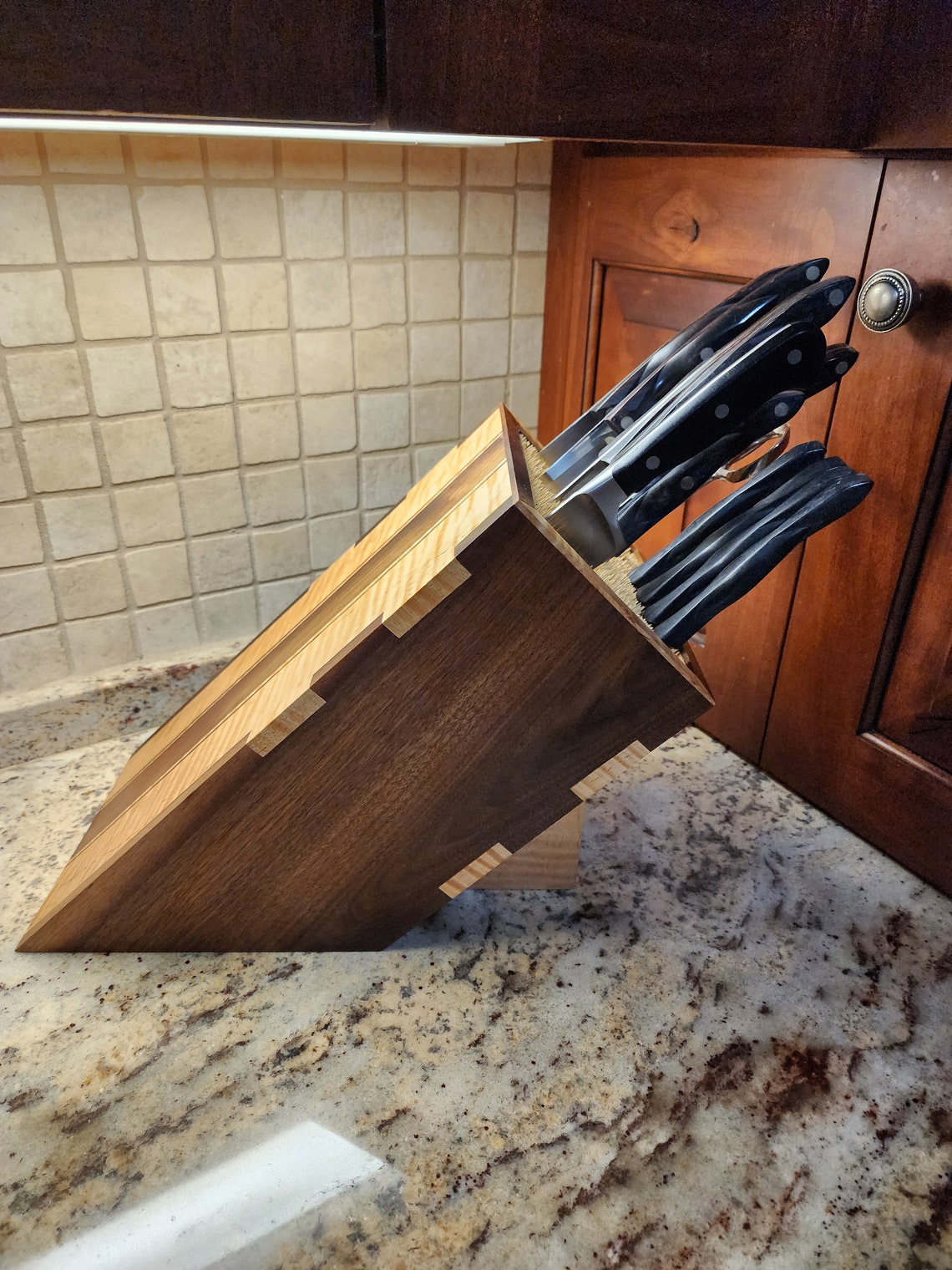 Handmade Maple/walnut Knife Block / Cutlery Block / Bamboo Skewers - Etsy