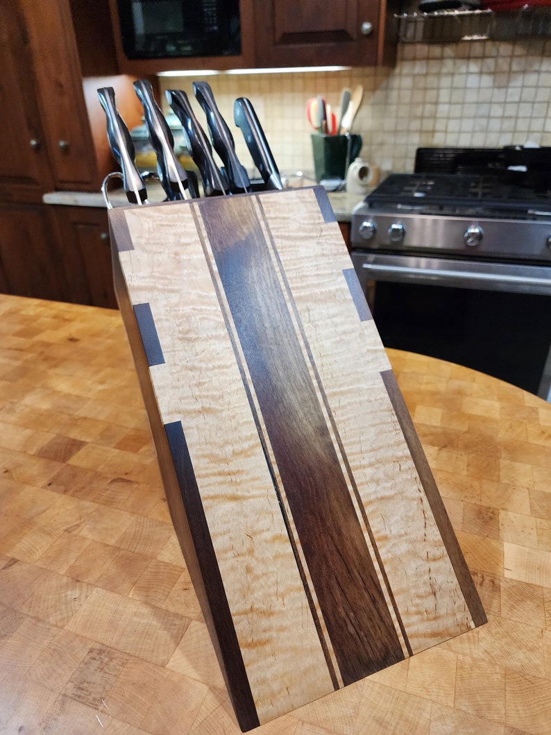 Handmade Maple/walnut Knife Block / Cutlery Block / Bamboo Skewers - Etsy
