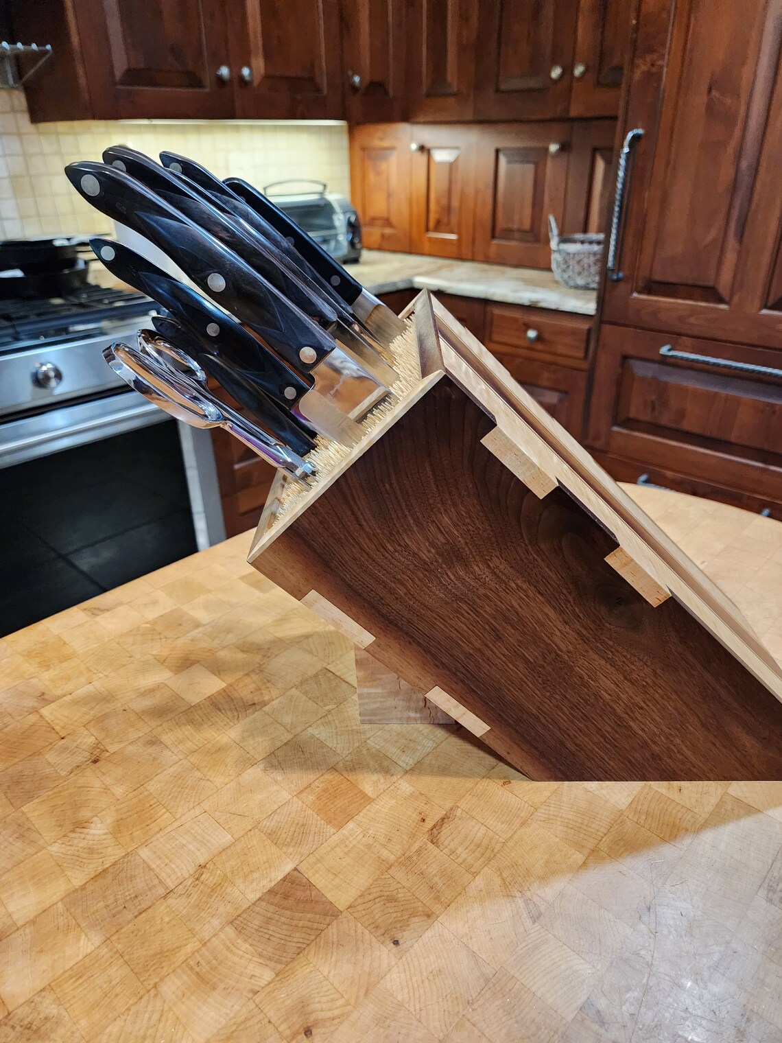 Handmade Maple/walnut Knife Block / Cutlery Block / Bamboo Skewers - Etsy