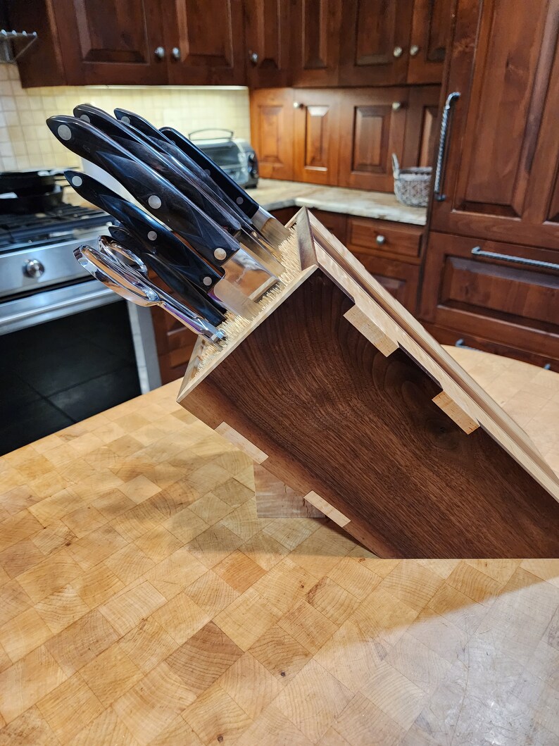 Handmade Maple/walnut Knife Block / Cutlery Block / Bamboo Skewers - Etsy