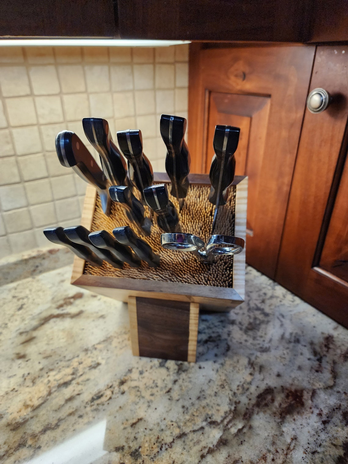 Handmade Maple/walnut Knife Block / Cutlery Block / Bamboo Skewers - Etsy