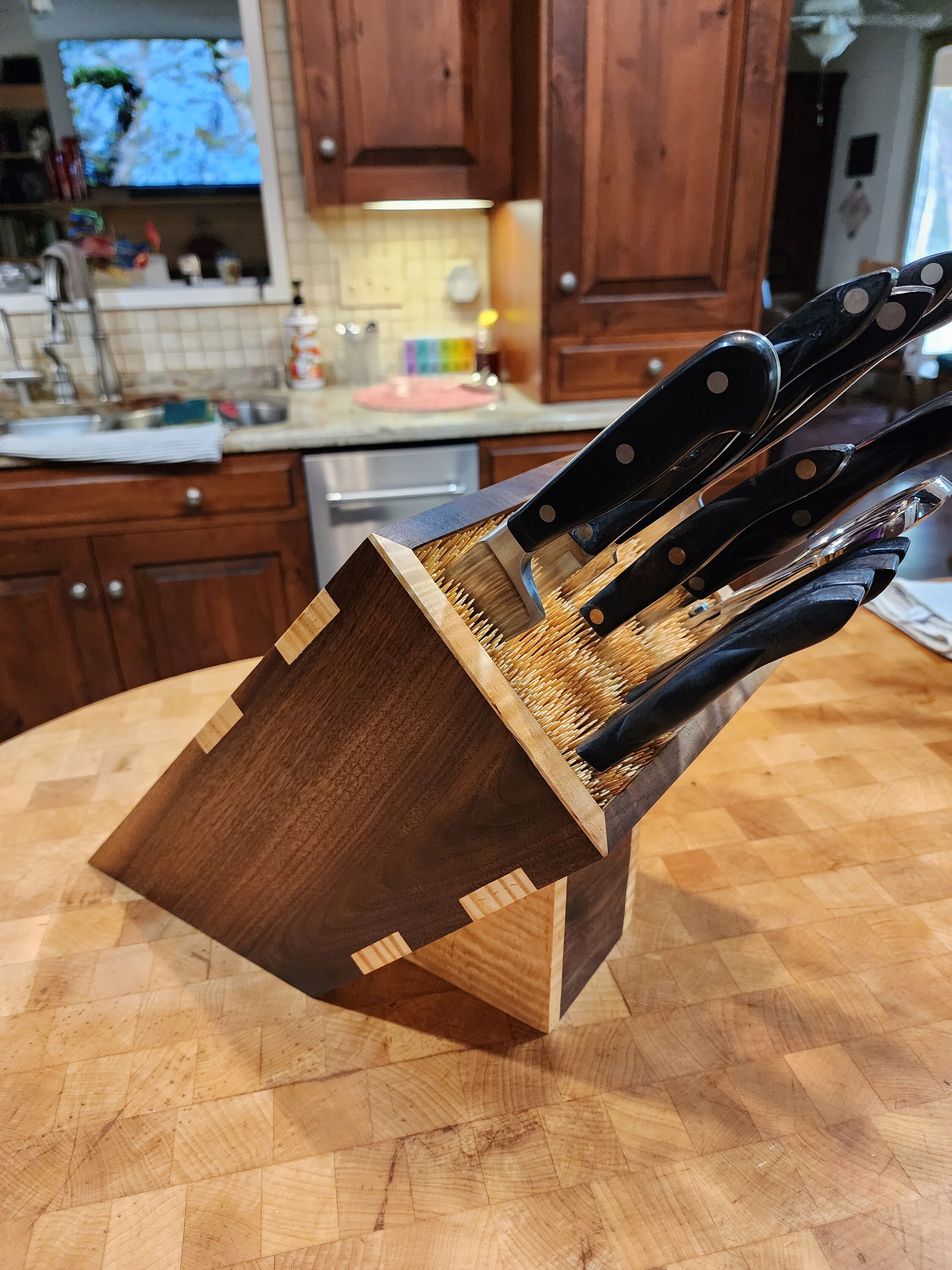 Handmade Maple/walnut Knife Block / Cutlery Block / Bamboo Skewers - Etsy