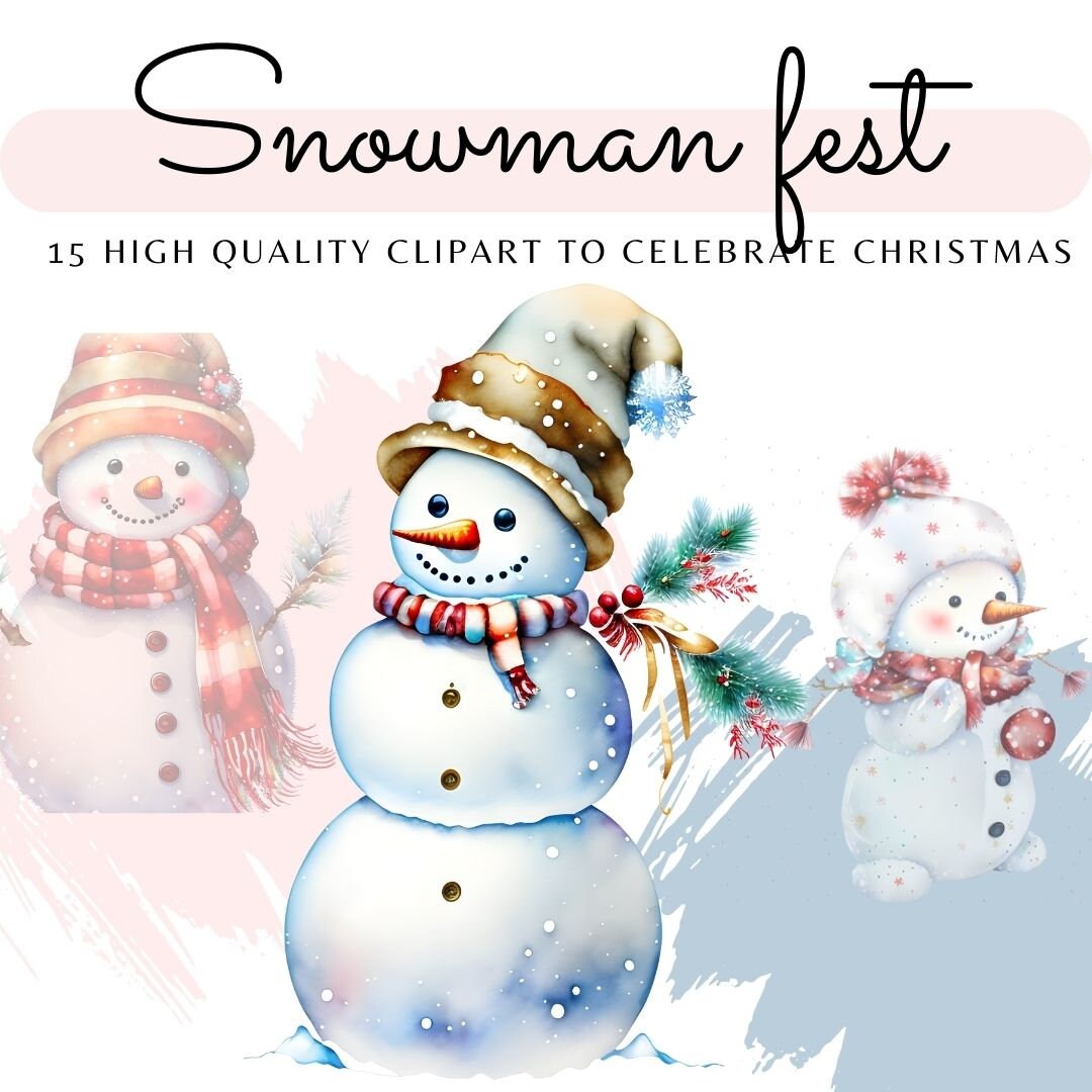 Christmas Snowman Clipart Bundle Winter Snowman Paper Craft - Etsy