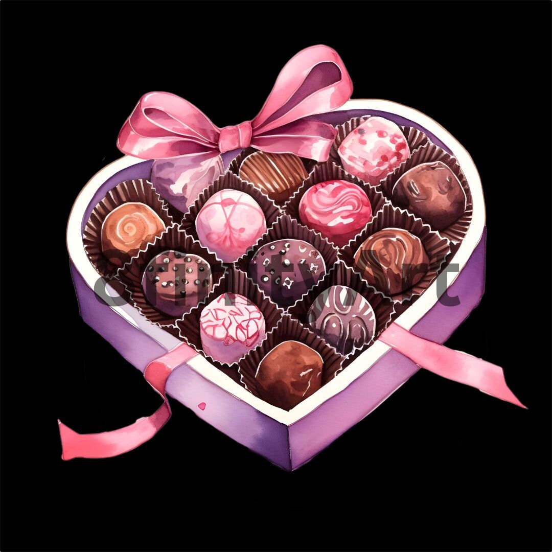 Valentines Day Clipart Bundle PNG Valentine Chocolate Gift Box Digital ...