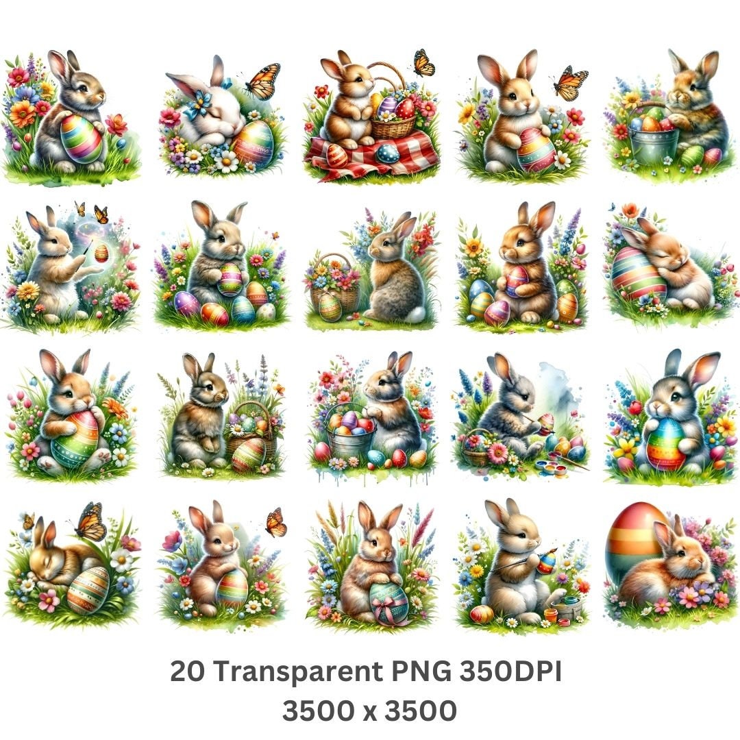 Easter Bunny Decor Clipart Png Bundle Easter Clipart Spring Clipart ...