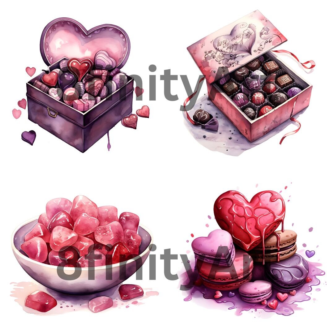 Valentines Day Clipart Bundle PNG Valentine Chocolate Gift Box Digital ...