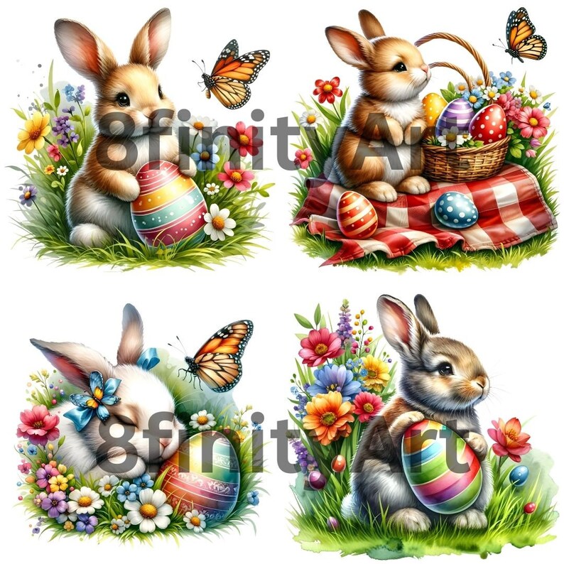 Easter Bunny Decor Clipart Png Bundle Easter Clipart Spring Clipart ...