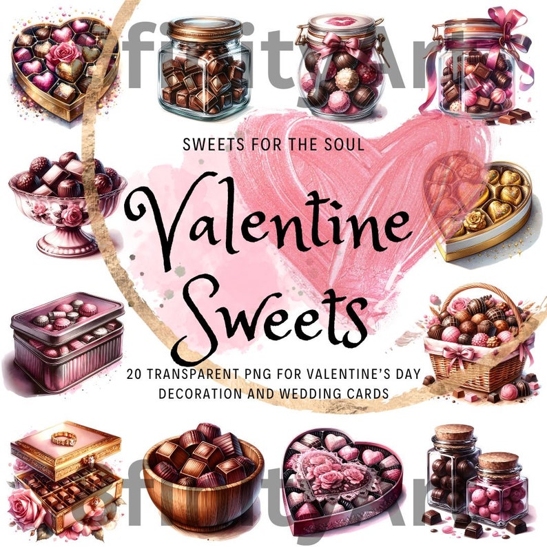 Valentines Day Clipart Bundle PNG Valentine Chocolate Gift Box Digital ...