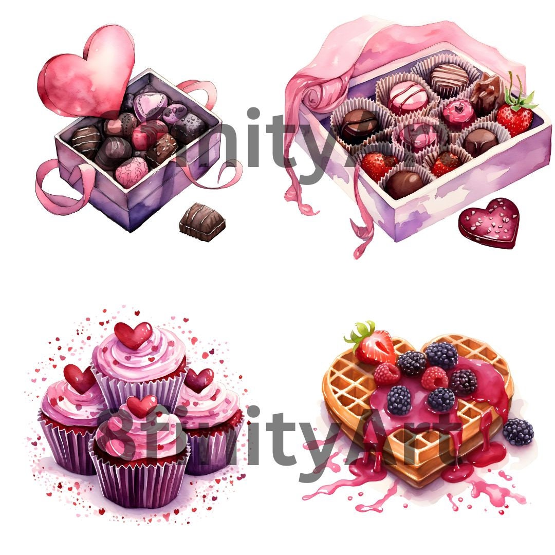 Valentines Day Clipart Bundle PNG Valentine Chocolate Gift Box Digital ...