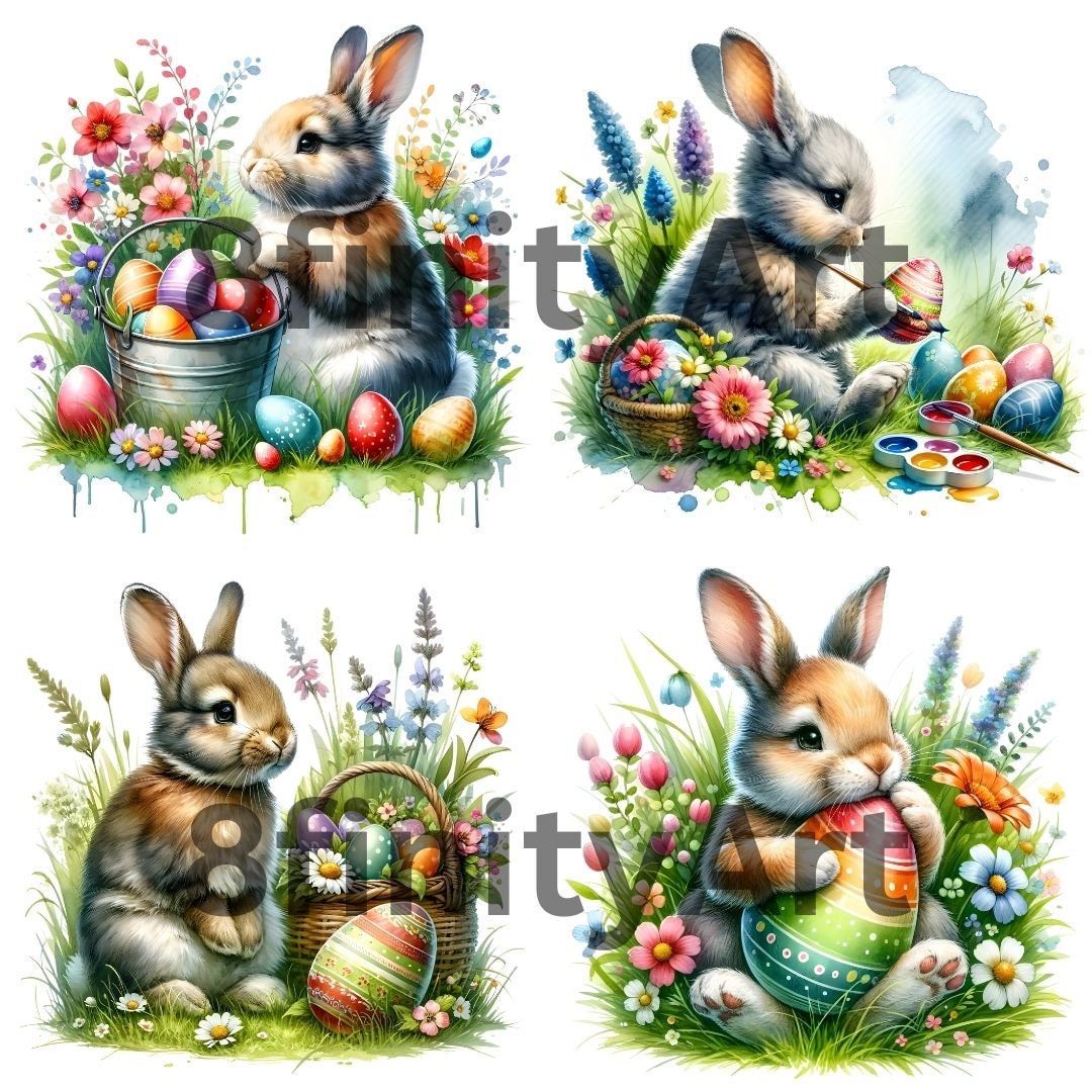 Easter Bunny Decor Clipart Png Bundle Easter Clipart Spring Clipart ...