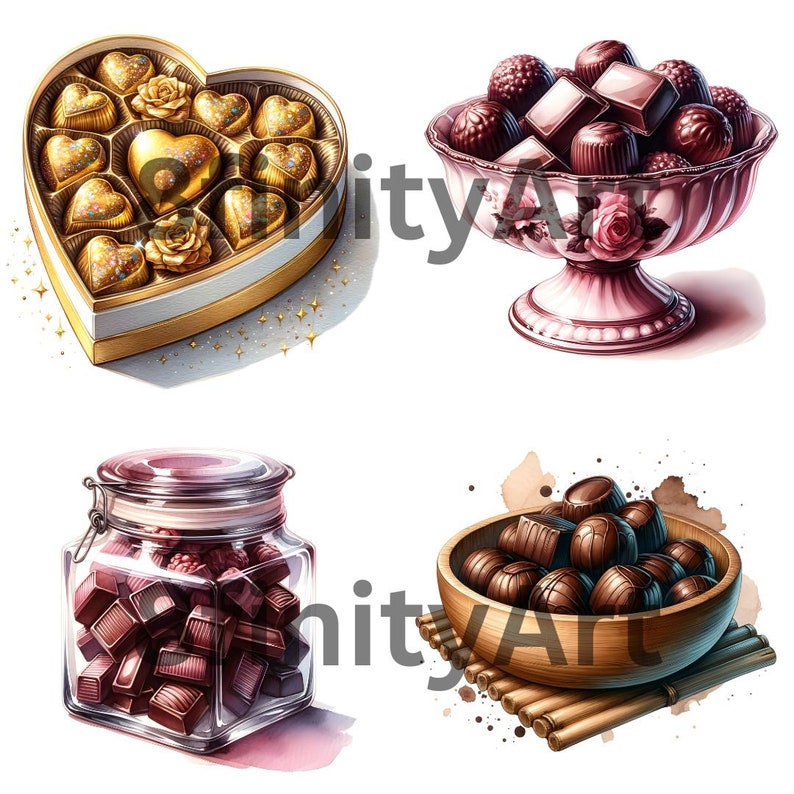 Valentines Day Clipart Bundle PNG Valentine Chocolate Gift Box Digital ...