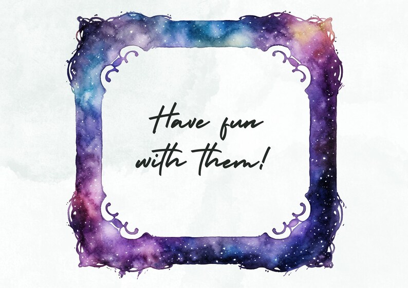 10 Galaxy Frames Watercolors Clipart PNG Cosmic Border Illustrations - Etsy