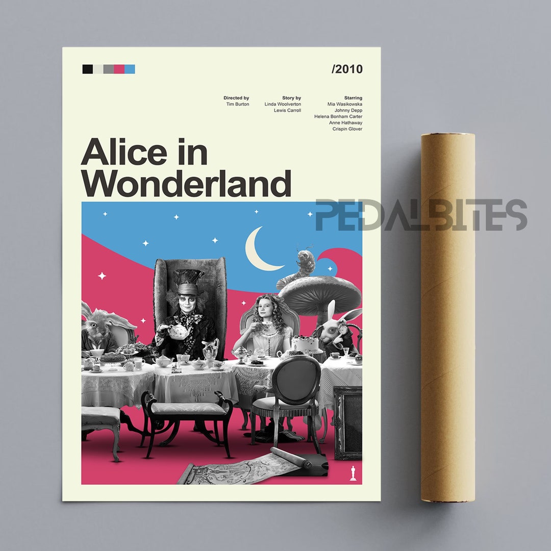 Alice in Wonderland Poster Mid Century Modern Vertical Movie - Etsy
