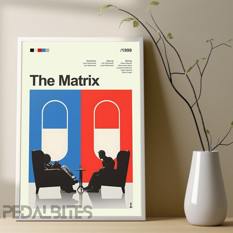 The Matrix Poster Mid Century Modern Vertical Movie Poster - Etsy