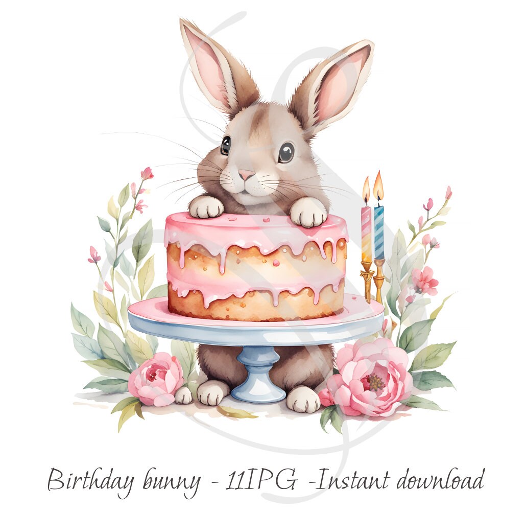 Adorable Watercolor Bunny Clipart Collection | 11 High-quality JPG ...