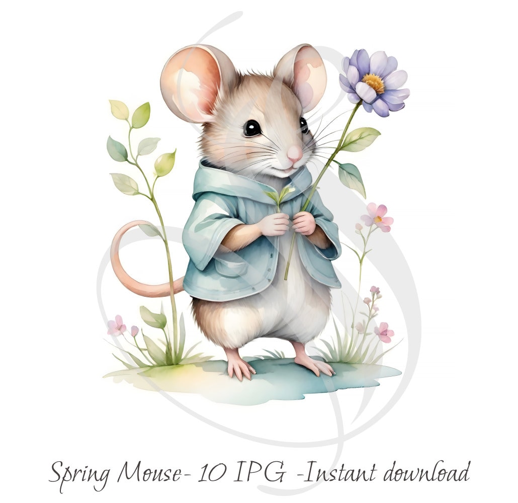 Springtime Delight Clip Art Cute Mouse Illustrations for DIY Crafts and ...
