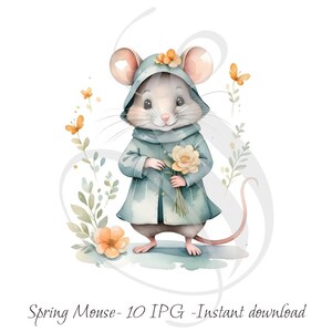 Springtime Delight Clip Art Cute Mouse Illustrations for DIY Crafts and ...