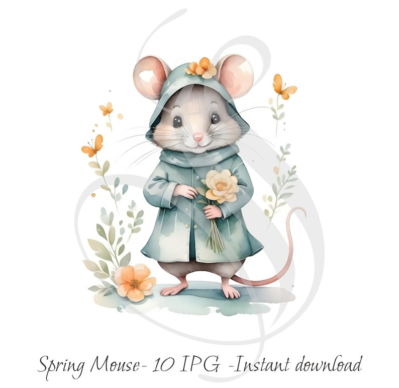 Springtime Delight Clip Art Cute Mouse Illustrations for DIY Crafts and ...