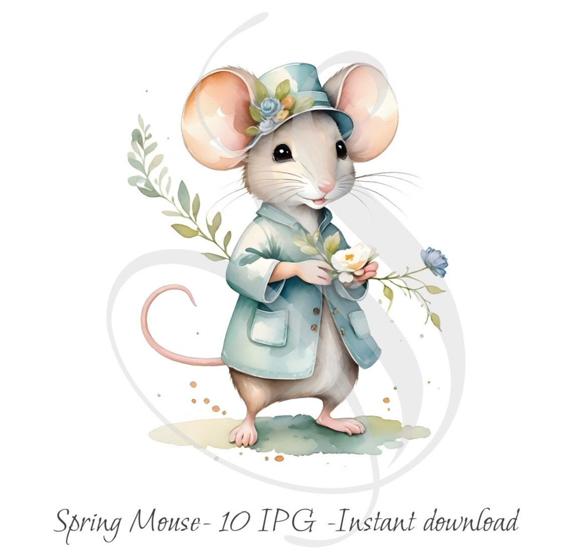 Springtime Delight Clip Art Cute Mouse Illustrations for DIY Crafts and ...