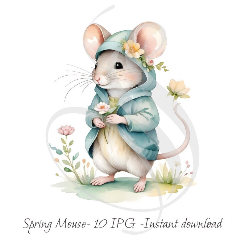 Springtime Delight Clip Art Cute Mouse Illustrations for DIY Crafts and ...