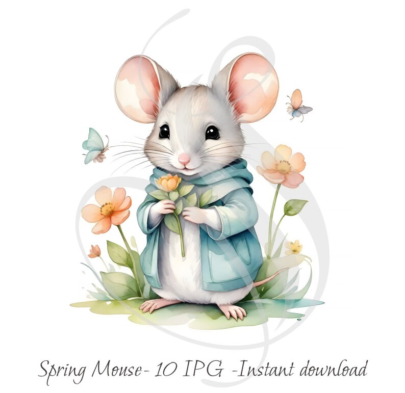 Springtime Delight Clip Art Cute Mouse Illustrations for DIY Crafts and ...