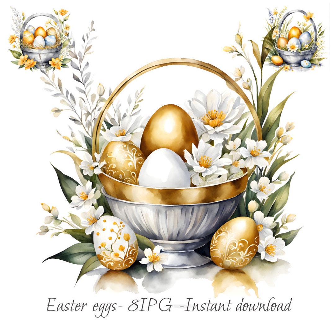 Watercolor Easter Eggs Clipart Set - Commercial Use 8 JPG Files - Etsy